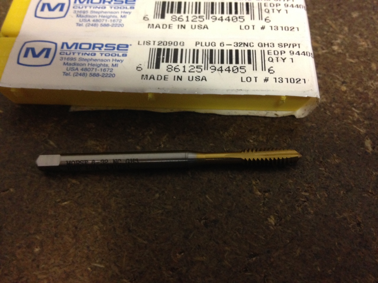 6-32 H3 HIGH SPEED STEEL 2 FLUTE TiN COATED REDUCED NECK SPIRAL POINT PLUG TAP | North Bay ...