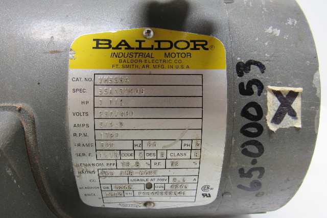 Baldor VM3554 1-1/2 HP Electric Motor 230/460V 1725 RPM 56C Frame | Bullseye Industrial Sales