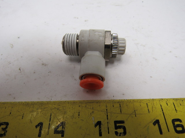 SMC AS2201F 1/4" OD Tube x 1/4" NPT Flow Control Valve Lot of 4 | Bullseye Industrial Sales