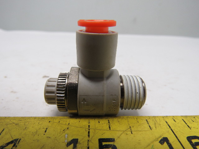 SMC AS2201F 1/4" OD Tube x 1/4" NPT Flow Control Valve Lot of 4 | Bullseye Industrial Sales