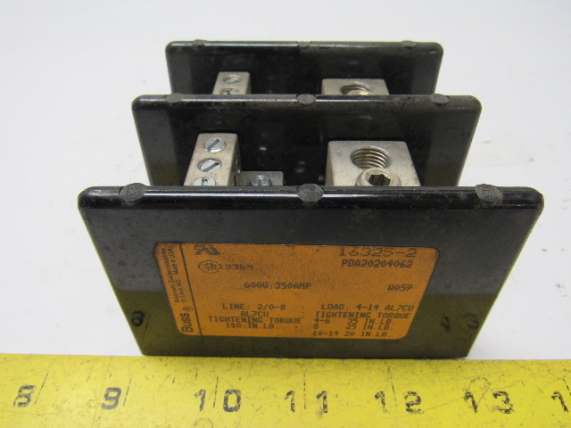 Buss 16325-2 Distribution Terminal Block 350A -600V 2/0-8 AWG | Bullseye Industrial Sales
