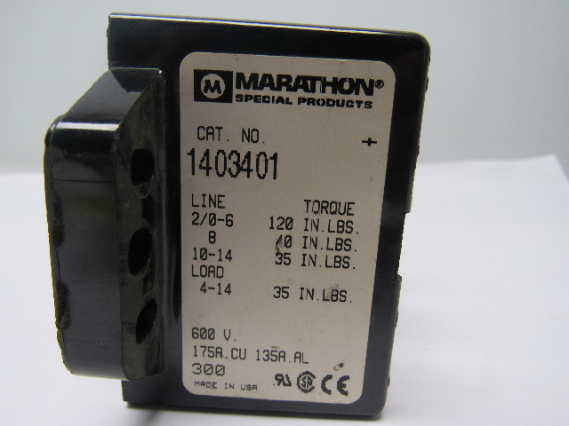 Marathon 1403401 Power Distribution Terminal Block 175A-600V | Bullseye Industrial Sales