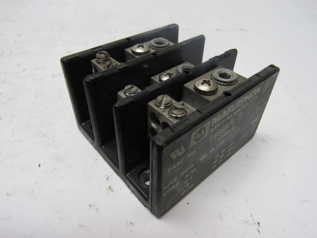 Marathon Electric 1423570 Power Terminal Block 3 Pole 175 A 600 V Lot of 2 | Bullseye Industrial ...