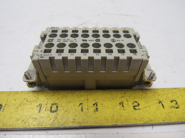 Harting HAN 16 ES-M 16 Pin Male Connector 16A 500V | Bullseye Industrial Sales