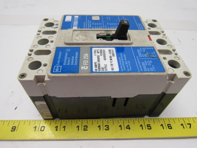 Eaton Cutler Hammer FD3050 Molded Case Circuit Breaker 50 Amp 600 V 3-Pole | Bullseye Industrial ...