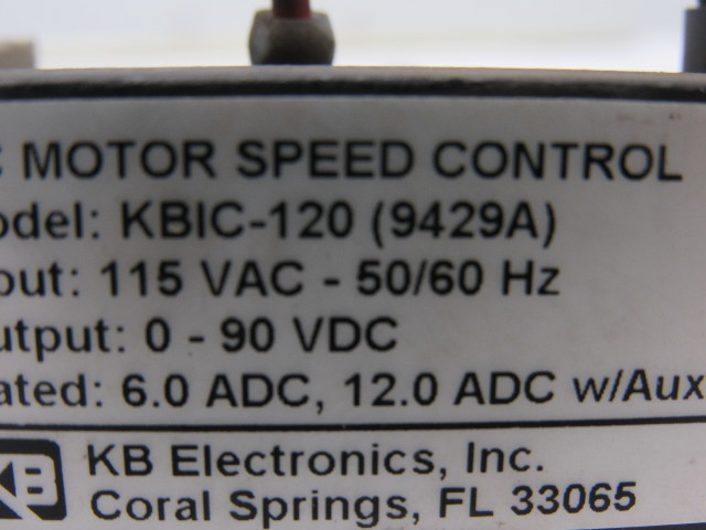 KB Electronics KBIC-120 (9429A) DC Motor Speed Control In 115Vac Out 0-90Vdc | Bullseye ...