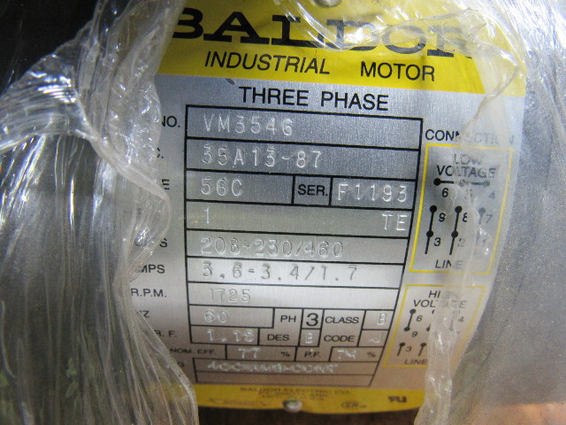 BALDOR VM3546 1 HP Electric Motor TEFC 1725 RPM 208-230/460V 56C | Bullseye Industrial Sales