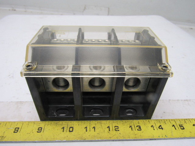 Buss Bussman 16370-3 Power Distribution Block 600V-310A 3 Pole W/Cover | Bullseye Industrial Sales