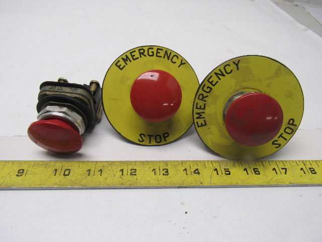 Allen Bradley 800T-D Red Mushroom Head Push-Pull Emergency Stop Switch Lot of 3 | Bullseye ...