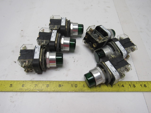 Allen Bradley 800T-QTH24G 30mm Green Pushbutton Switch 24V W/Contacts Lot of 6 | Bullseye ...