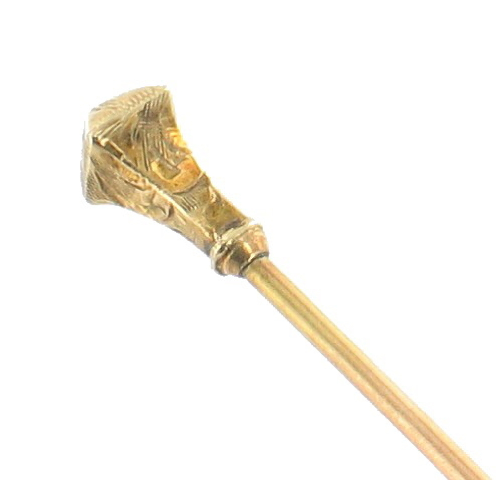 Antique 14k Yellow Gold Top Hand Chased Hat Pin 6 5 Ebay