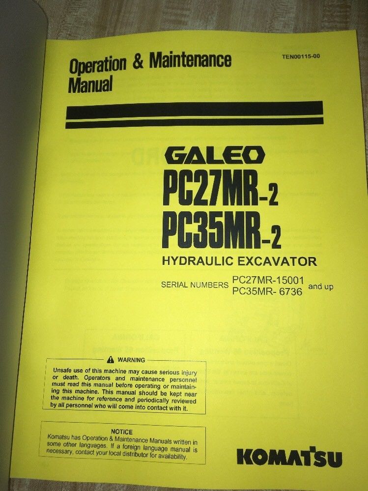 KOMATSU PC27MR-2 PC35MR-2 Hydraulic Excavator Operation Maintenance Manual book | Finney ...