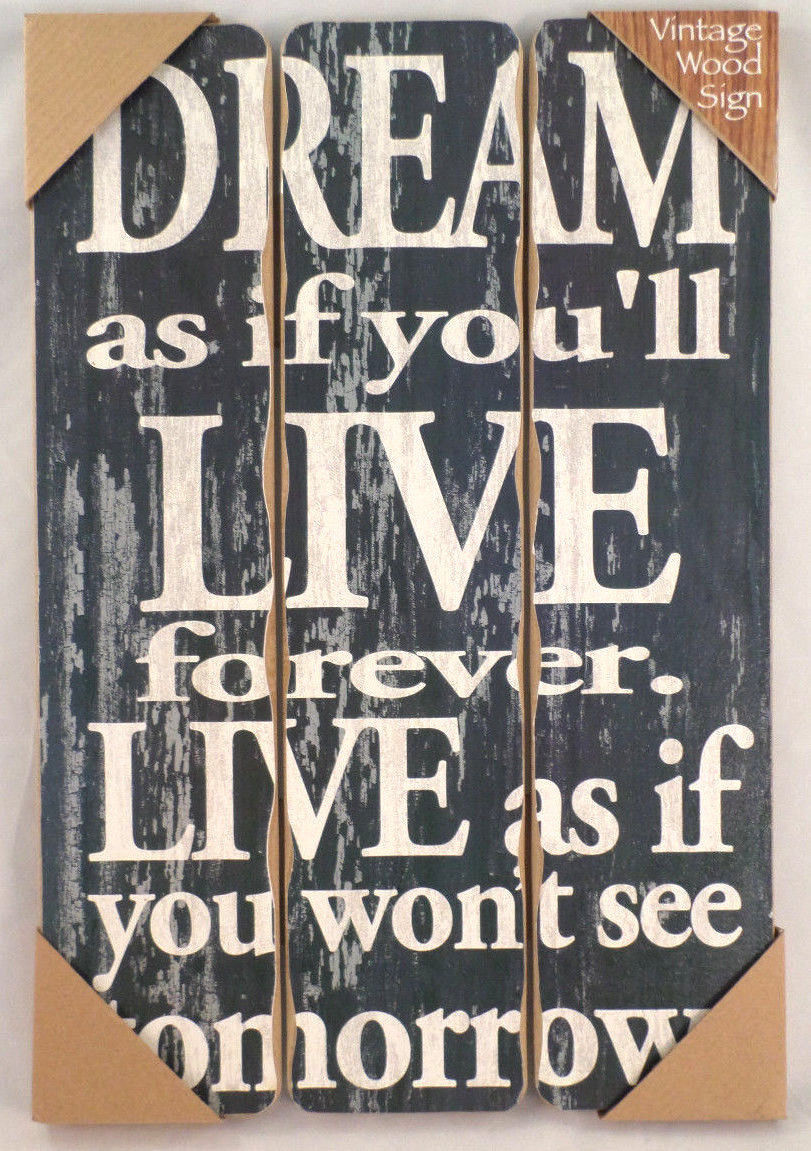 Dream As If Youll Live Forever Wont See Tomorrow Wooden Wall Sign