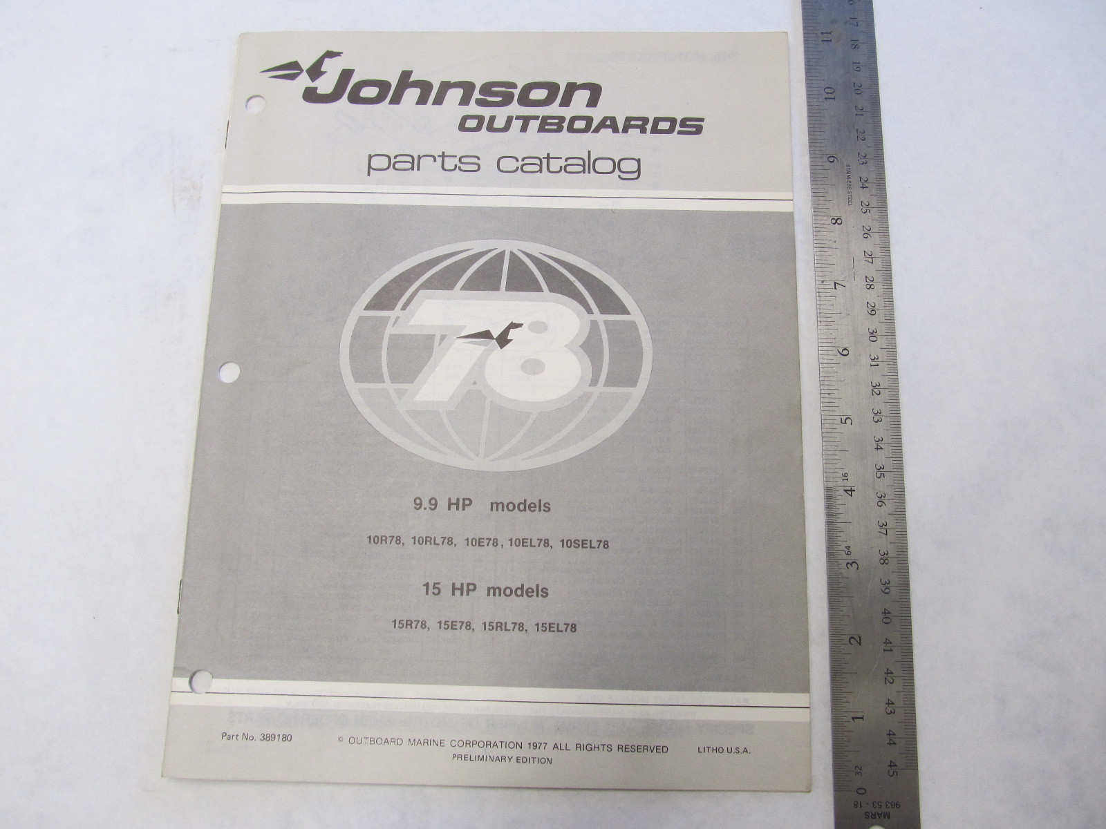 1978 Johnson Outboard Parts Catalog 9 9 15 HP Green Bay Propeller 1978-johnson-outboard-parts-catalog-9-9-15-hp-green-bay-propeller