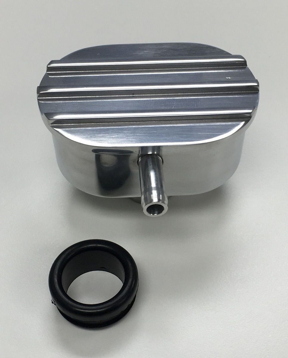 Hot Rod Polished Oval Finned Aluminum Pcv And Valve Cover Breather Kit W Grommet Pirate Mfg