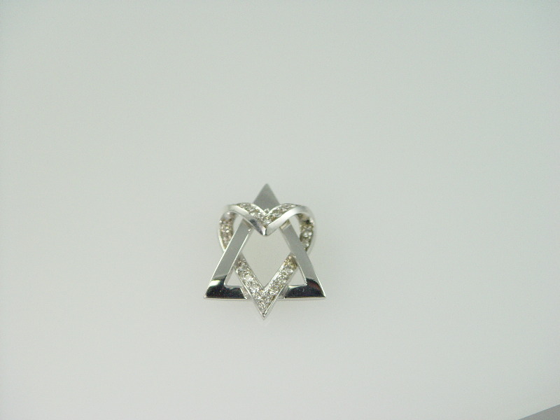 14KT White Gold Star Heart Diamond 0.40ct Pendant | Diamond Factory
