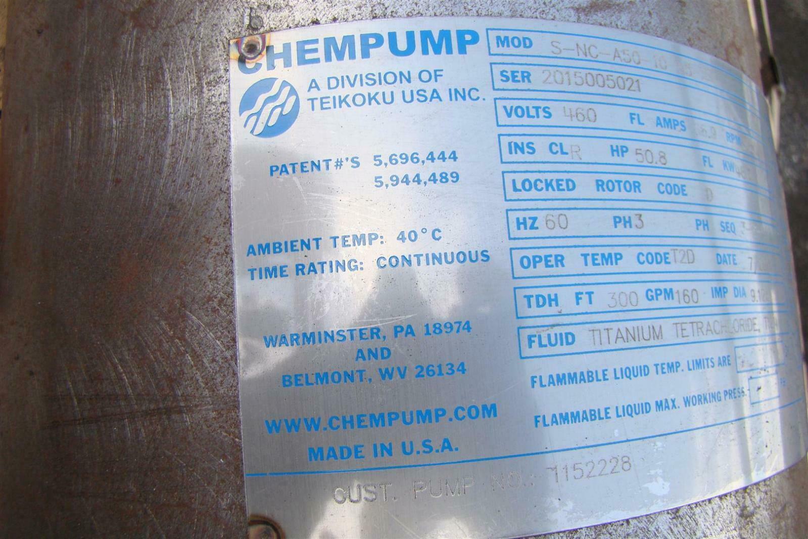 Teikoku Chempump TiC14 NC Series Canned Motor Pump 160GPM 50.8HP S-NC ...