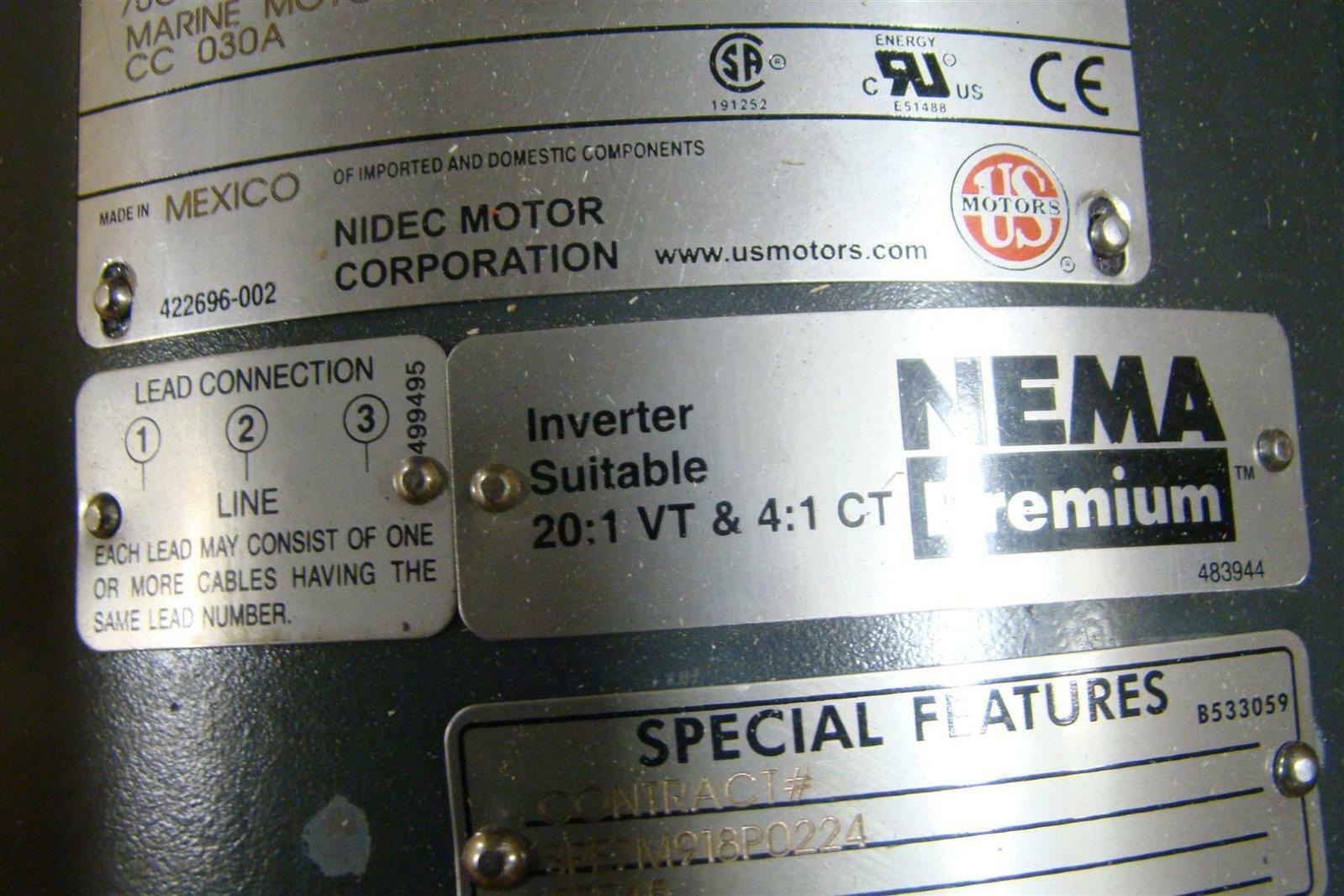 US Motor 7.5 HP Electric Motor 3525 RPM, 440v, 3PH, 17705083-100 ...