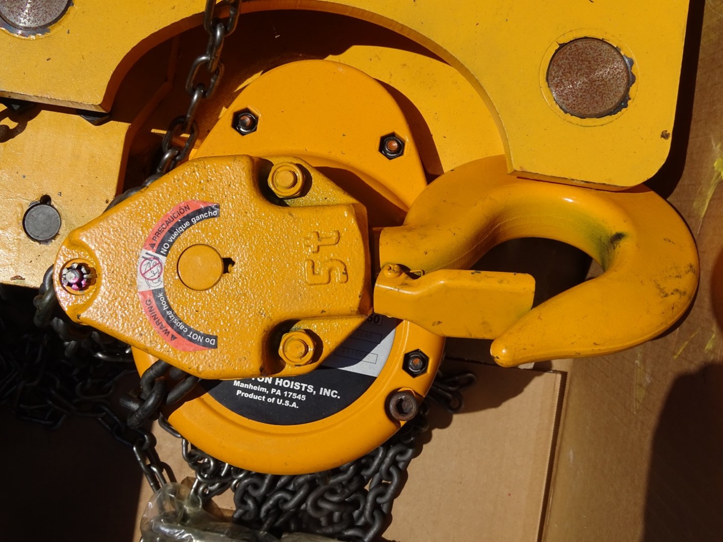 Harrington Navy Trolley Hoist, Low Headroom Chain Fall 5 TON , CF4-1648 ...