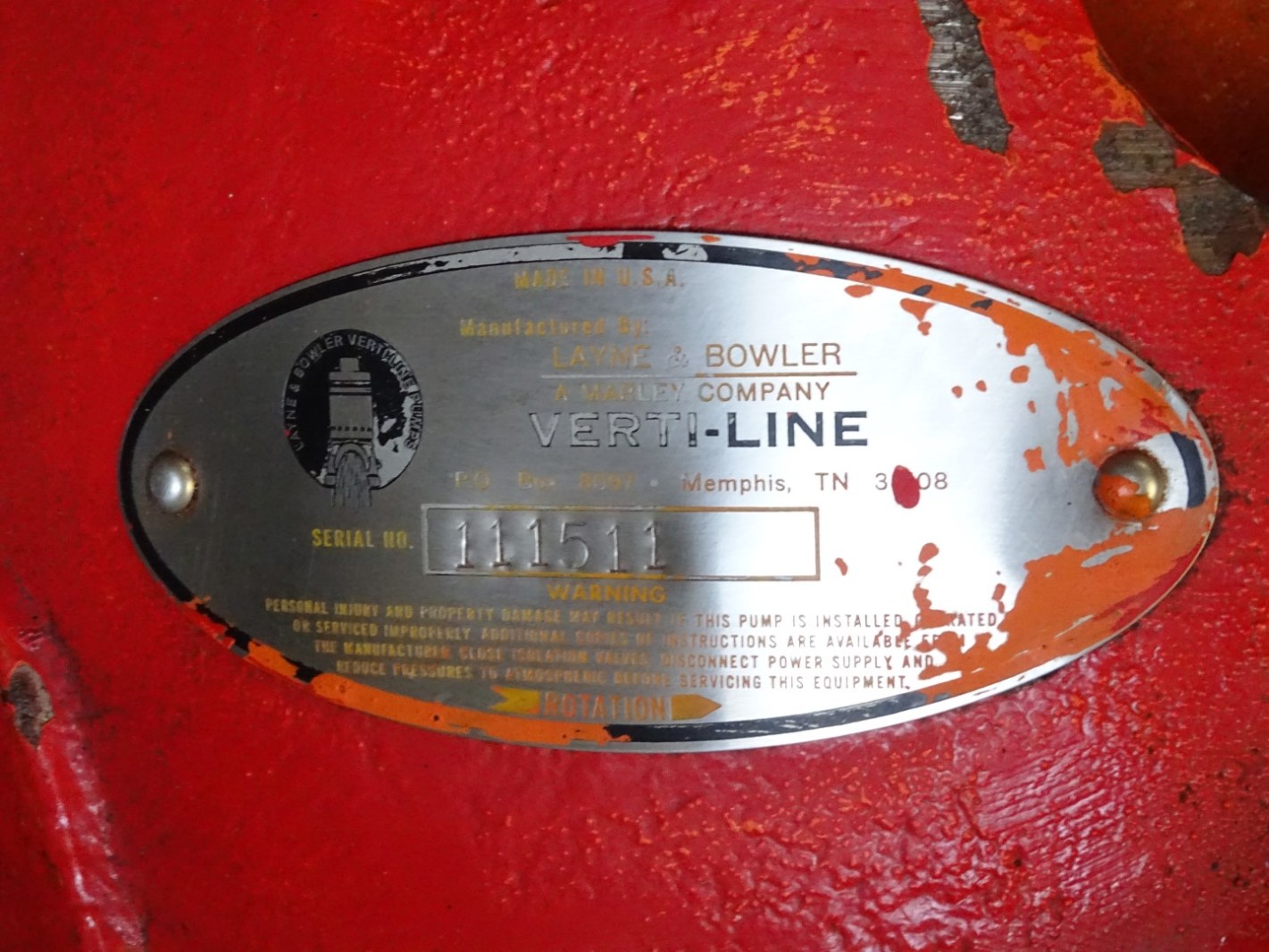 Layne & Bowler Vertical Turbine Water Pump , 111511 | Joseph Fazzio ...