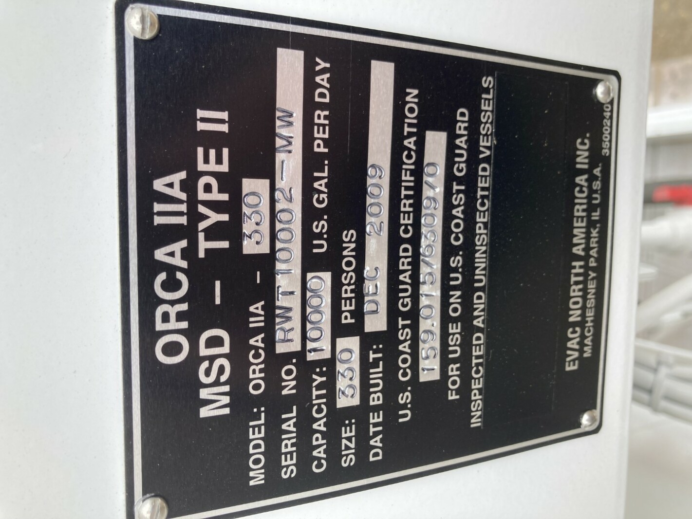 EVAC Pump & Tank System, Sewage Treatment 460v, ORCA IIA-330 | Joseph ...