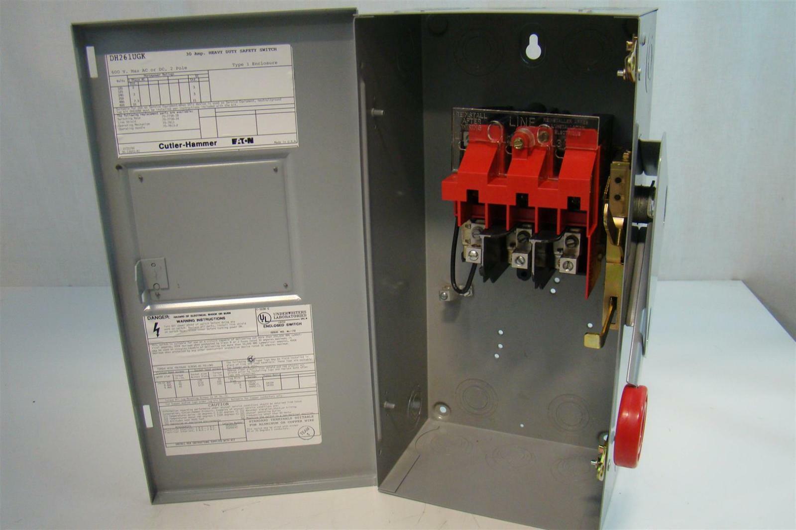 Eaton Cutler-Hammer Heavy Duty Safety Switch 30amp 600Volts Max 2 Pole ...