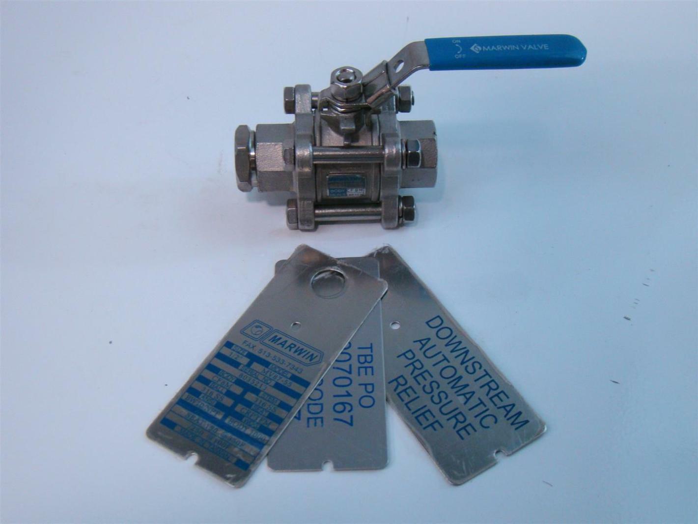 Marwin 3pc Ball Valve 1/2" NPT with 3/8" Bushing CF8M 316 Stainless ...