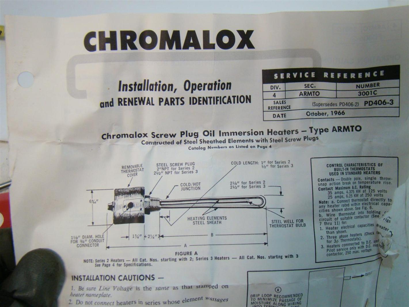 Chromalox Edwin Electrical Heating Elements Temperature Control 250V ...