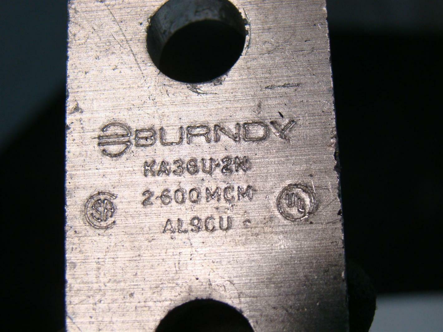 Burndy Cable Lug 2-600MCM AL9CU KA36U-2N | Joseph Fazzio, Incorporated