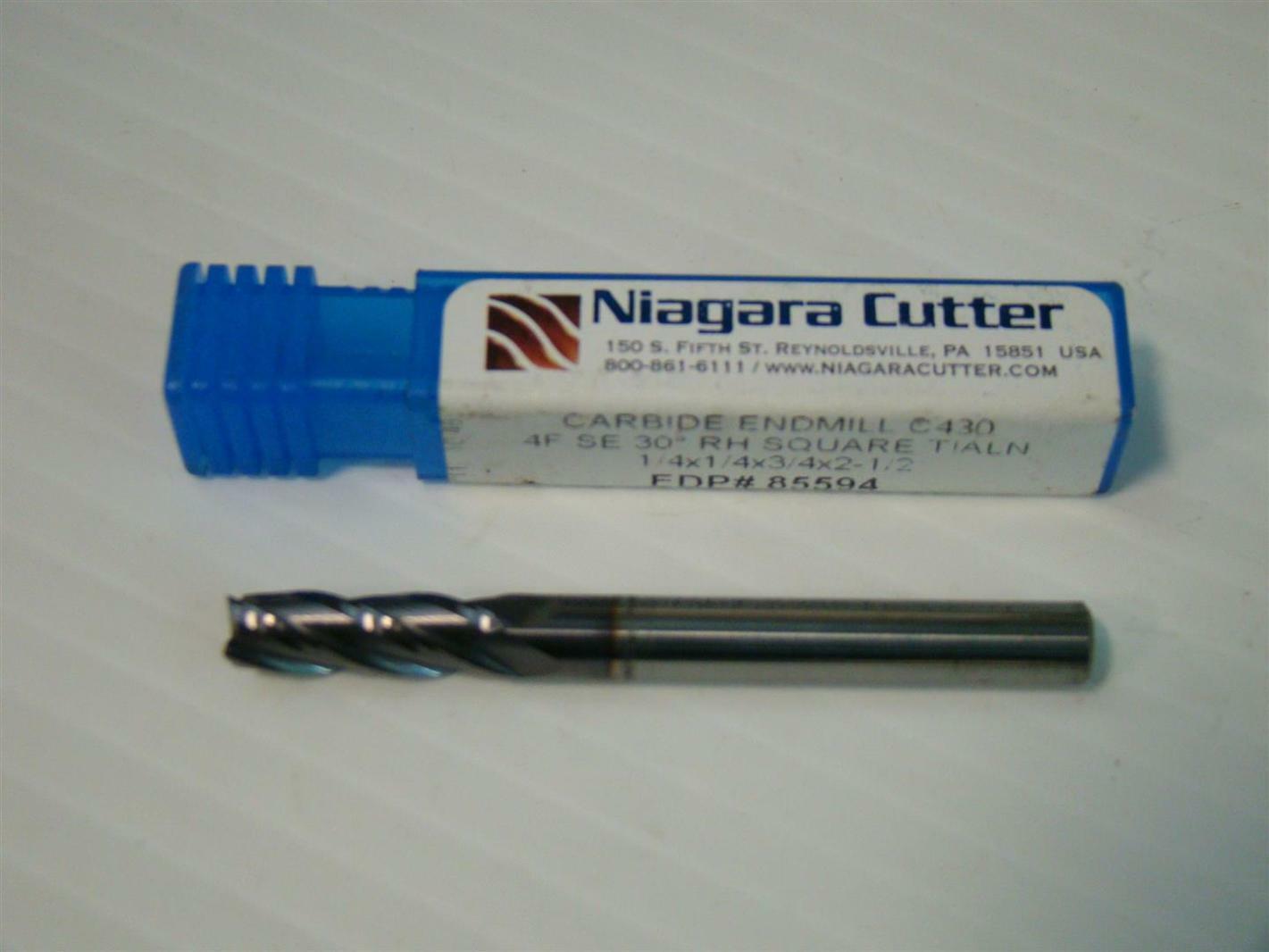 Niagara Cutter Carbide Endmill C430 4F SE 30 deg 1/4x1/4x3/4x2-1/2 ...