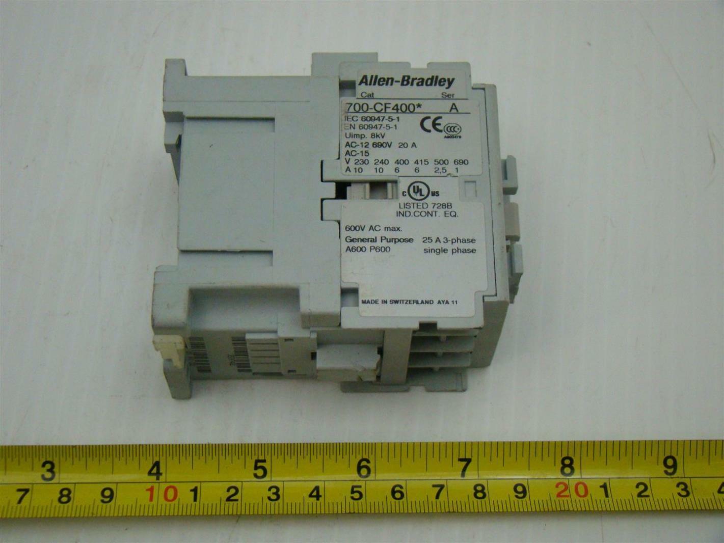 Allen-Bradley 20A 600V Din Mount Relay AC 700-CF400 | Joseph Fazzio ...
