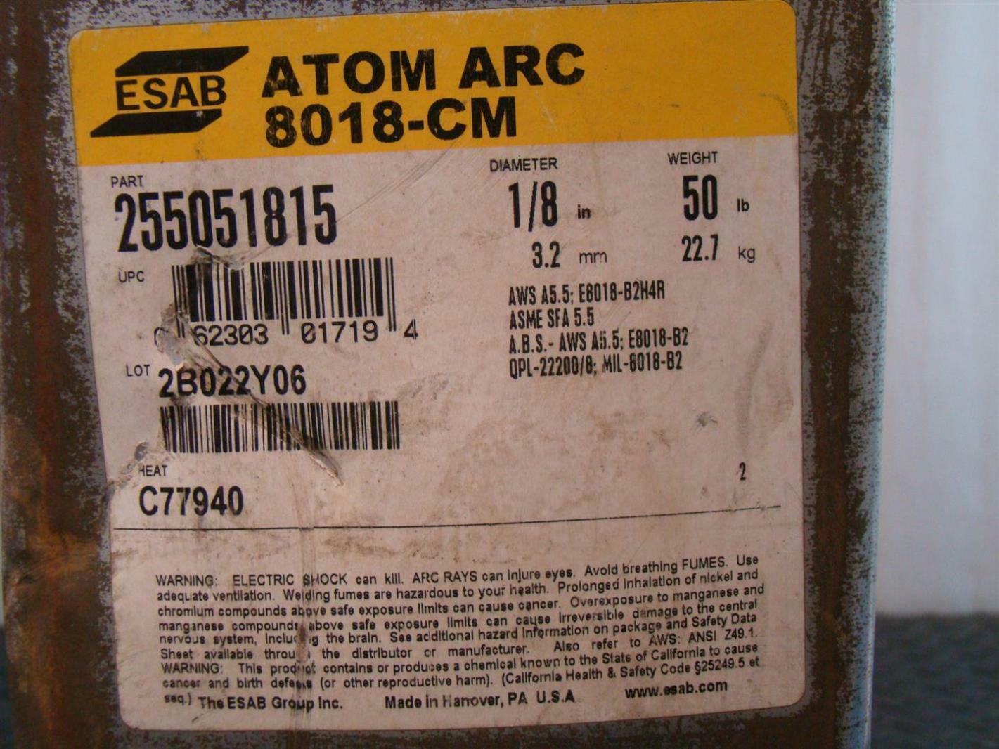 Esab Atom Arc 1/8" 255051815 8018-CM | Joseph Fazzio, Incorporated