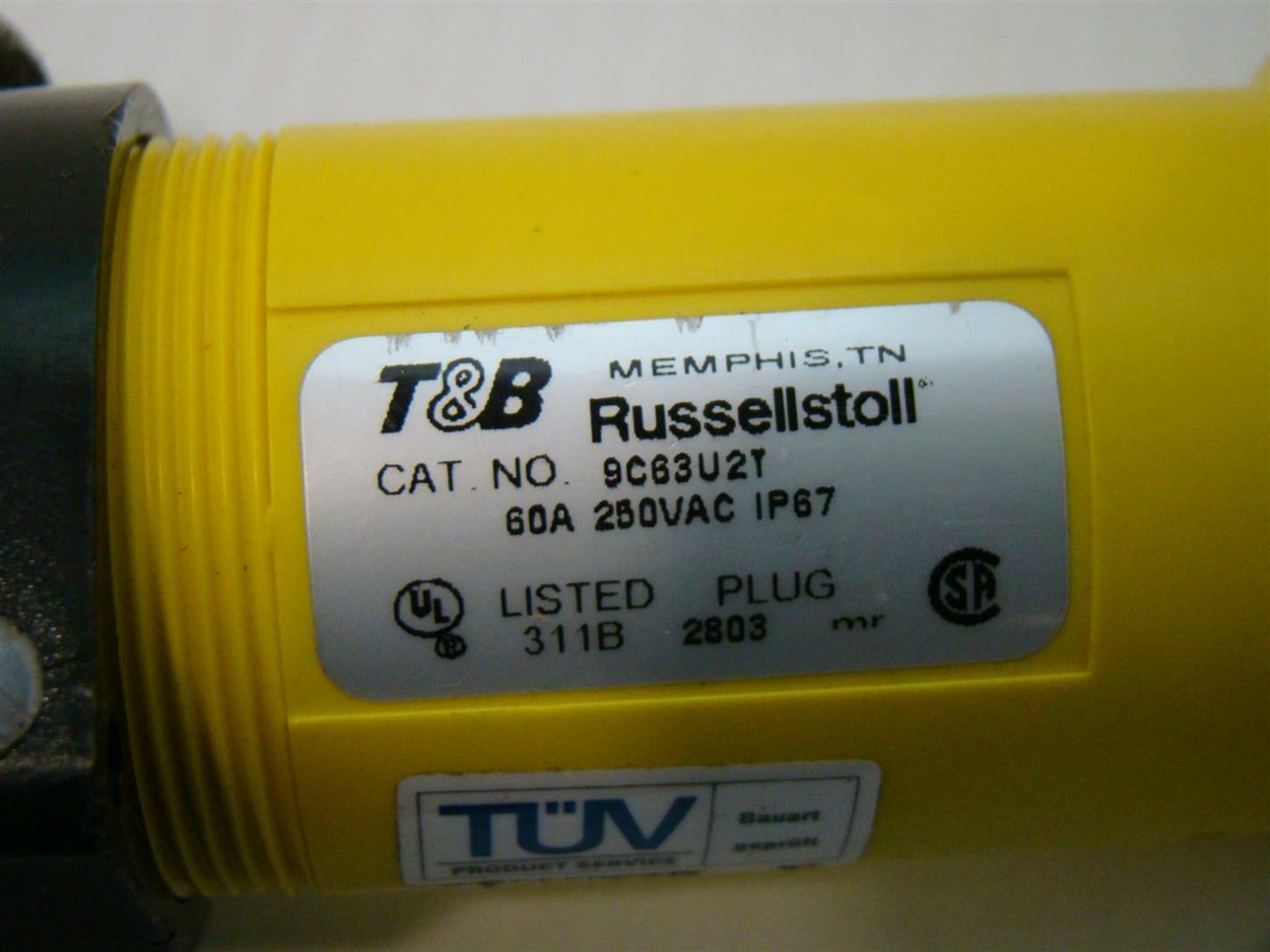 T&B Russellstoll Connector plug 60 Amp 250 Volt 9C63U2T | Joseph Fazzio ...