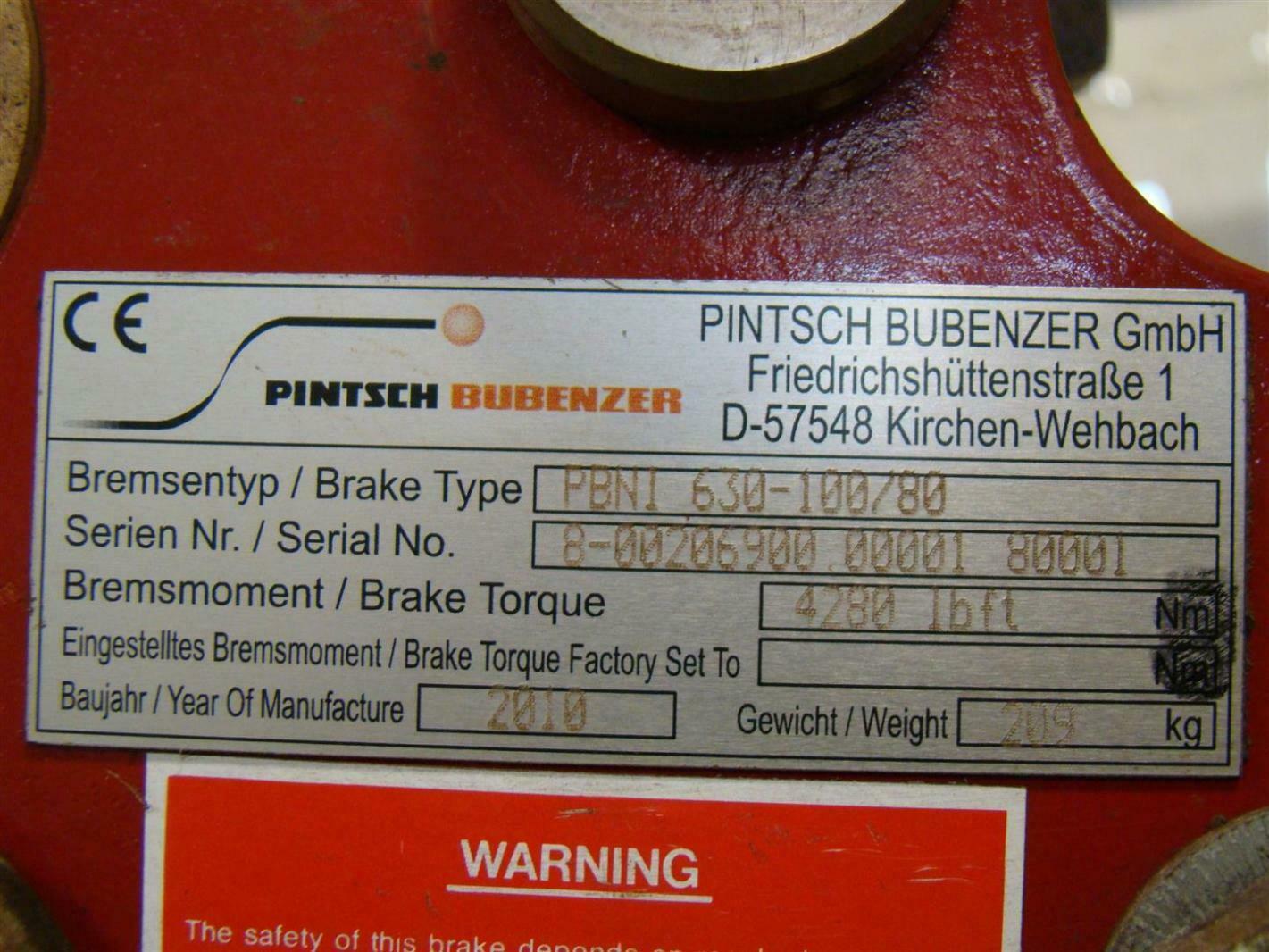 Pintsch Bubenzer Brake 8-00206900 00001 80001 PBN1 630-100/80 | Joseph ...