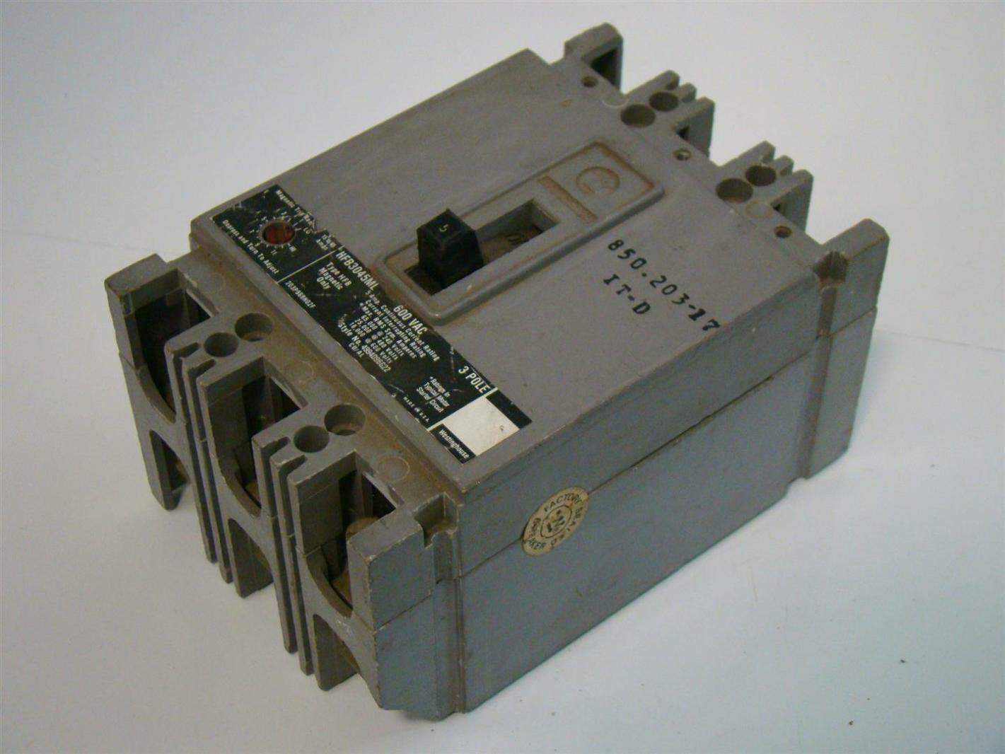 Westinghouse 5A Circuit Breaker 600Vac 3Pole 4994D96G22 HFB3045ML ...