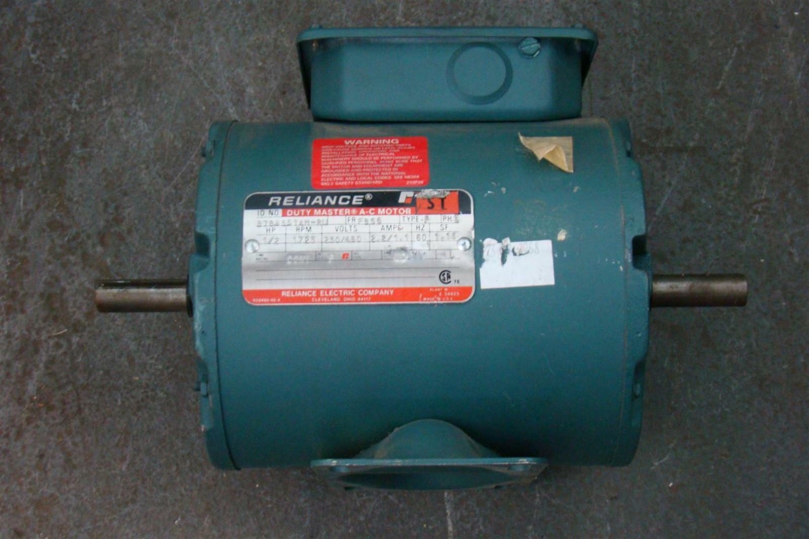 Reliance Electric Company AC Motor 1/2HP 1725Rpm 230/460V 2.2/1.4A 3PH ...