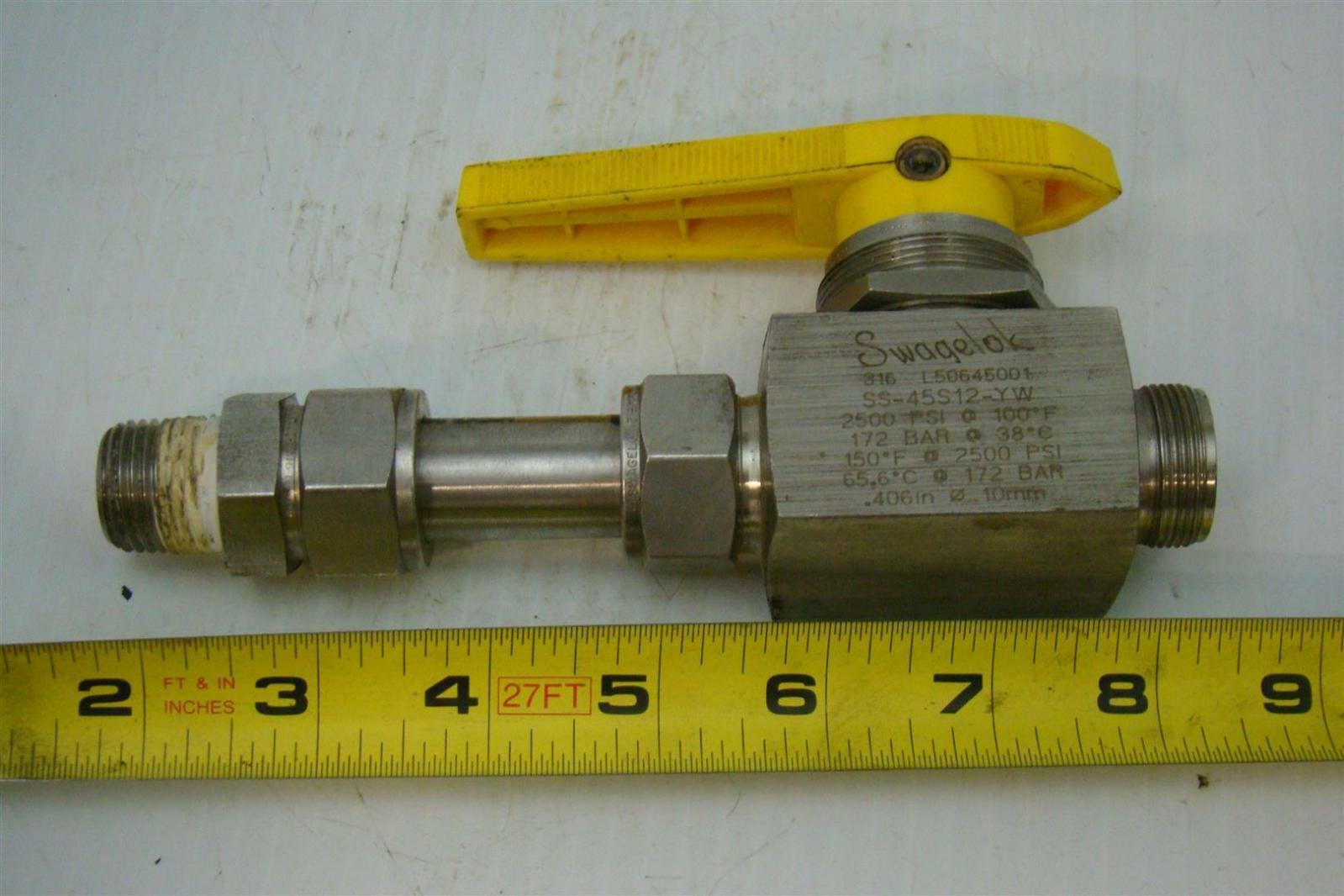 Swagelok Stainless Steel Valve Compression Connection 2500psi SS-45S12 ...