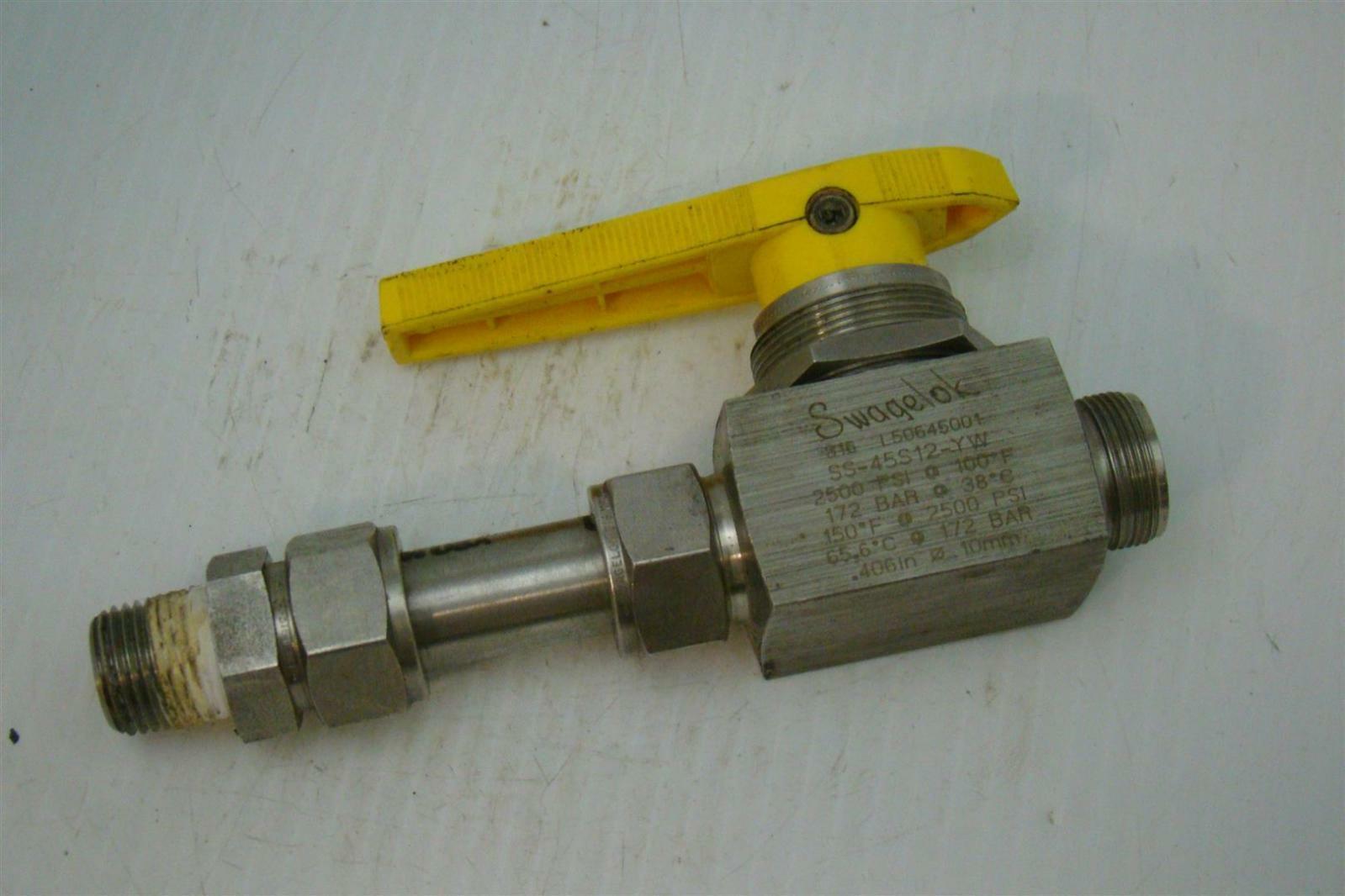 Swagelok Stainless Steel Valve Compression Connection 2500psi SS-45S12 ...