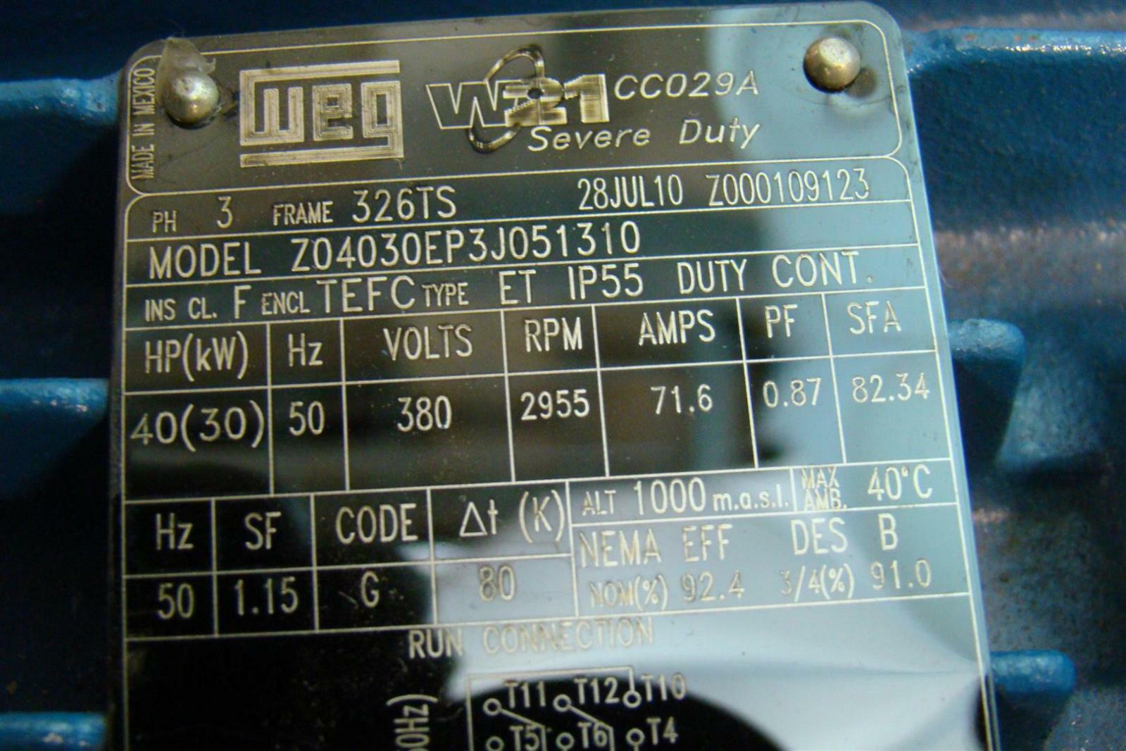 Weg W21 Electric Motor 3PH 380V 2955Rpm 40hp Z04030EP3J051310 | eBay