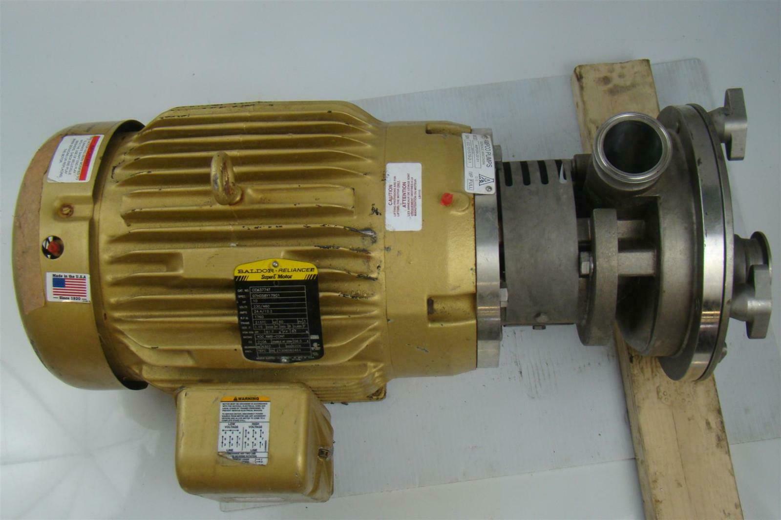 Ampco Pump Stainless Centrifugal ASP220-22-21 w/ Baldor Super E 10 HP ...