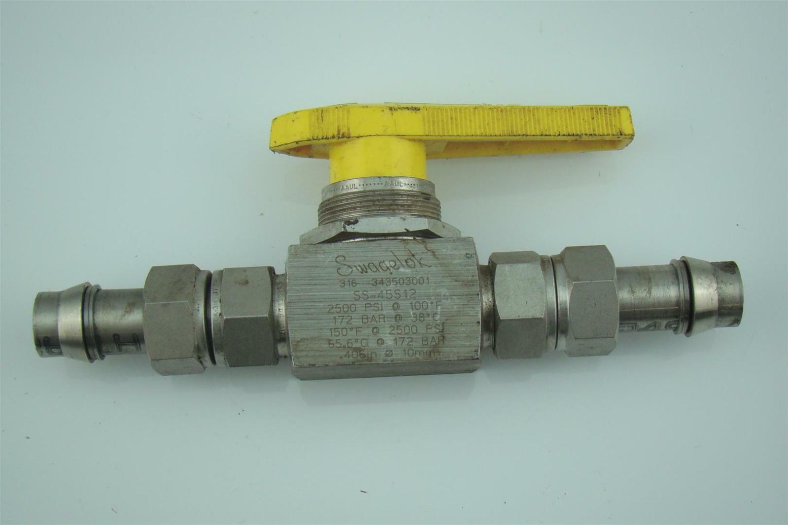 SWAGELOK STAINLESS STEEL VALVE COMPRESSION CONNECTION 2500PSI SS-45S12 ...