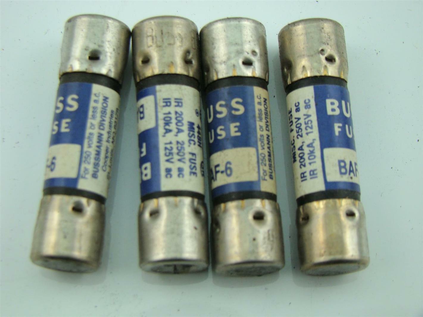 (4) Bussmann Fuses 250 Volts Or Less Baf6 Misc Fuse | Joseph Fazzio ...