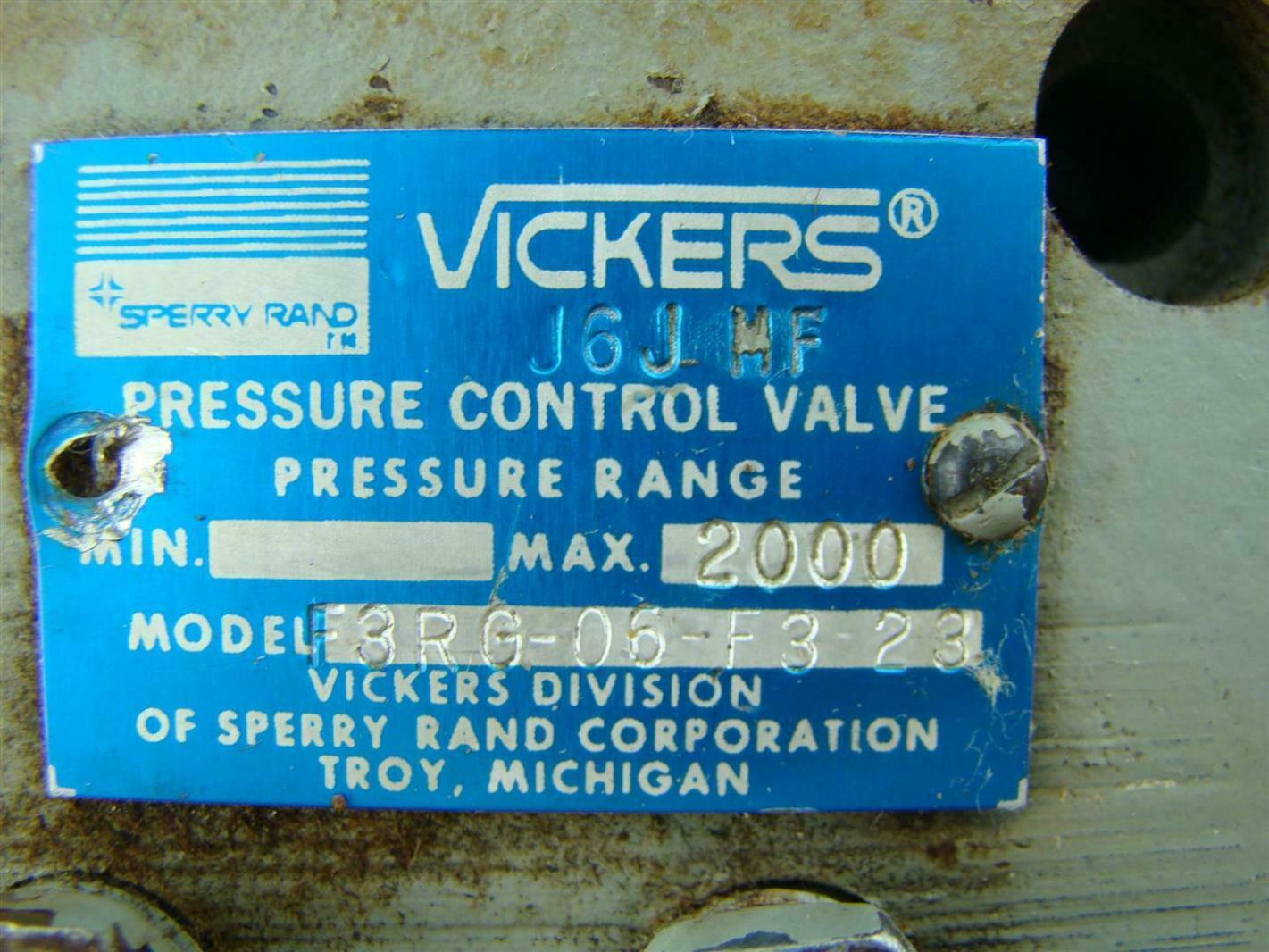 VICKERS PRESSURE CONTROL VALVE 2000 MAX PRESSURE | Joseph Fazzio ...