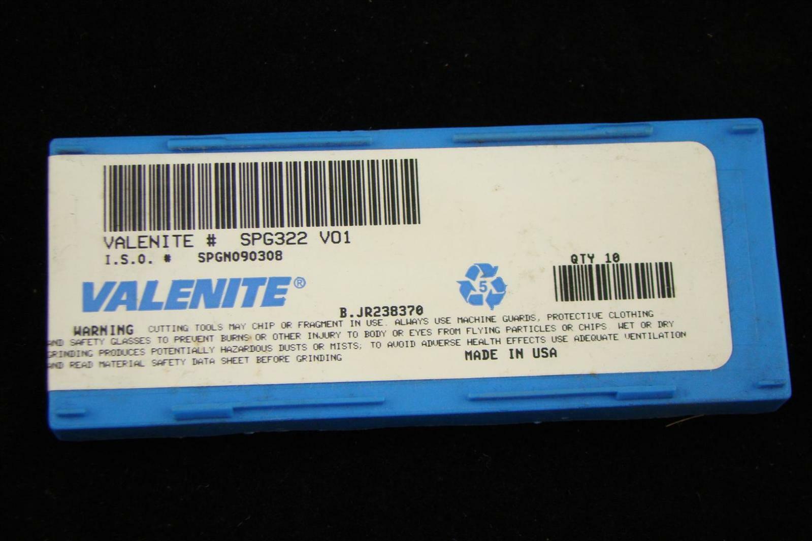 Valenite Carbide Cutting Inserts - Package Of 10 - Spg-322 V01 X ...