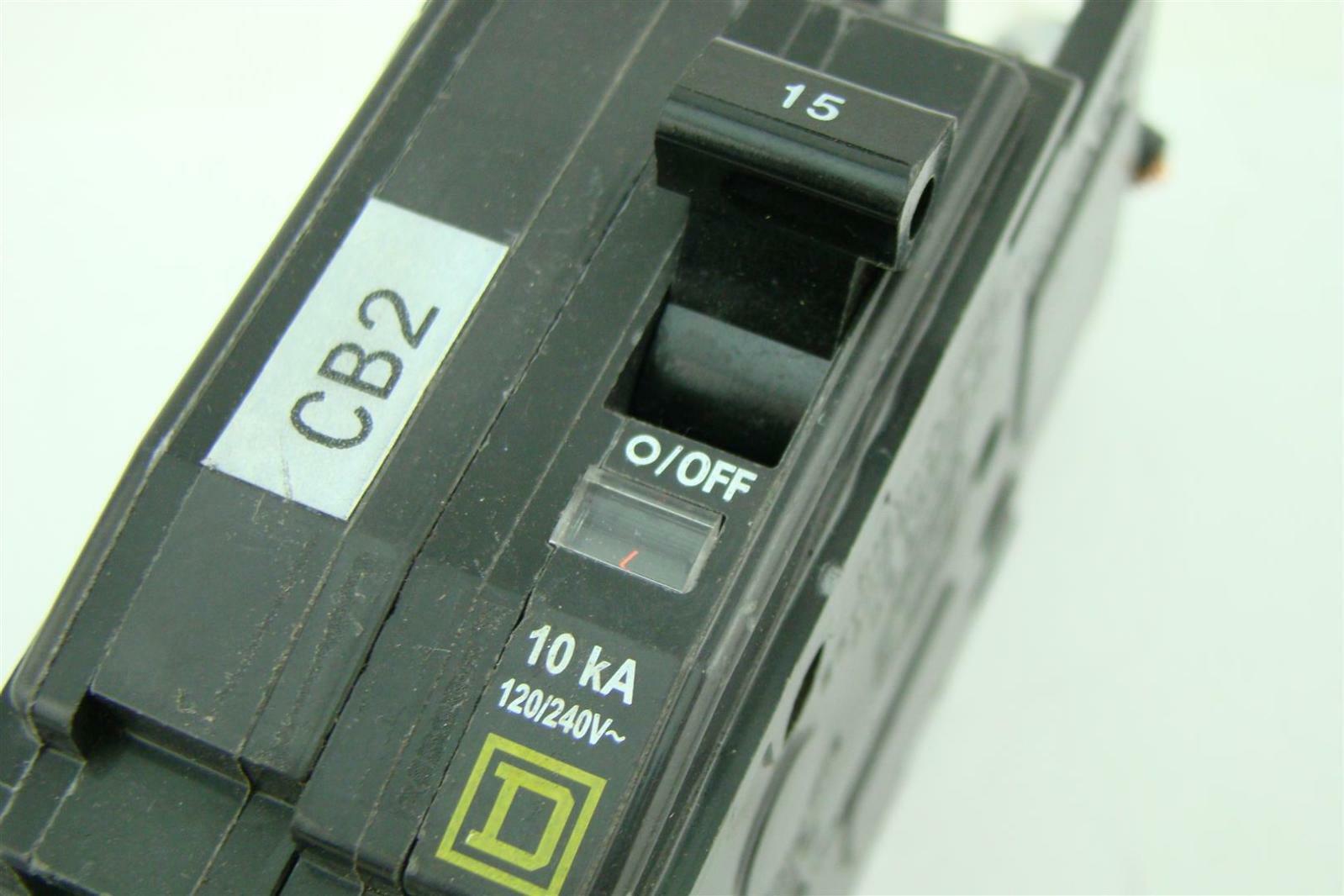 Square D, 15A Din Rail Mount Aic -10Ka, 120/240V Breaker 15A 2P ...