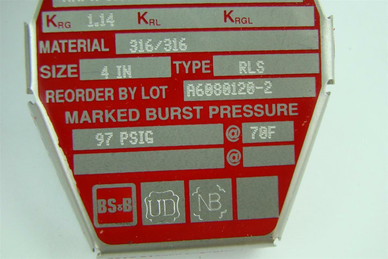 Bs&B Rls Series 4" Sta-Saf System Forward-Acting Conventional Rupture ...