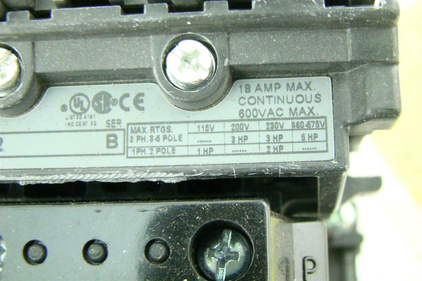 Allen-Bradley Ac Motor Starter Contractor 500F-Aoa92 - Ser B, 2P 240V ...