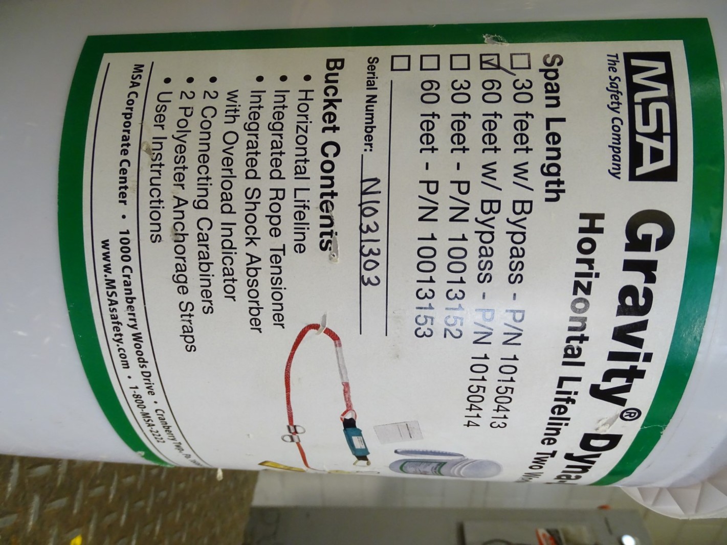 MSA Gravity Dyna-Line Horizontal Lifeline Two Workers Kit , 60 feet w ...