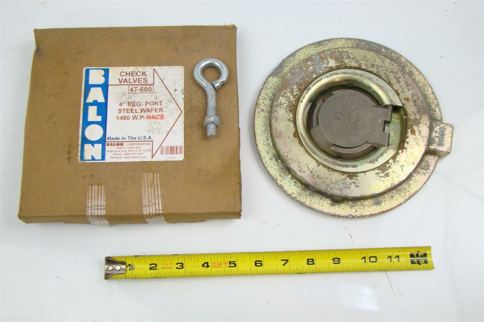 Balon Wafter Check Valve, 4T-500, 4" Reg. Port Steel Wafer 1480 W.P ...