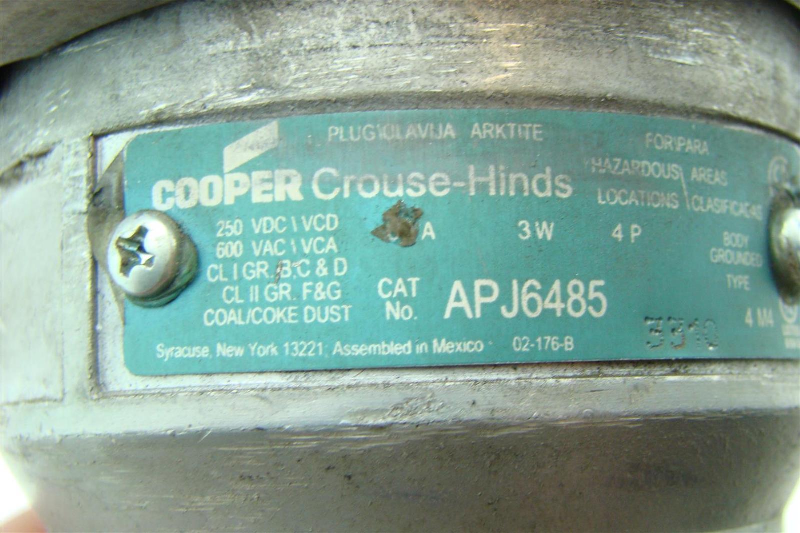 Cooper Crouse-Hinds 60A 600v Plug APJ6485 | eBay